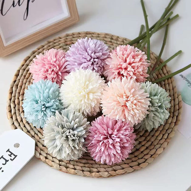 Luxe Artificial Multicolor Chrysanthemum Ball Hydrangea Flower Sticks ...